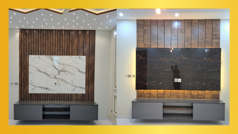 New Design Of Media Wall 2023 - Watch Latest Design Of Wooden & Acrylic ...